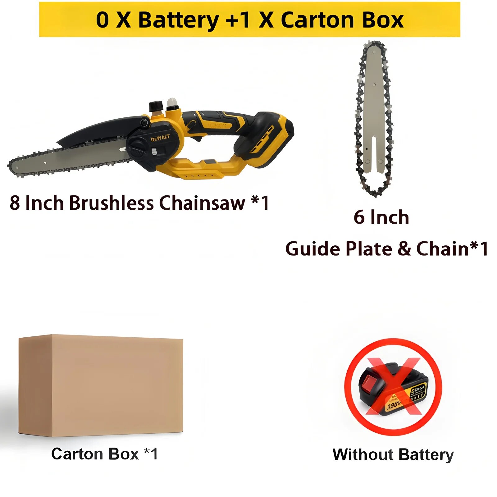 Для Dewalt 20 В аккумуляторная бесщеточная 8-дюймовая и 6-дюймовая бензопила, автоматическая масленка, электрическая аккумуляторная садовая цепная пила, электроинструменты для обрезки