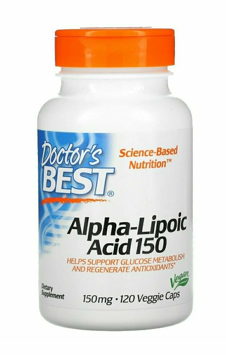 Doctor's Best Alpha-Lipoic Acid, Альфа-липоевая кислота 150 мг 120 вегетарианских капсул