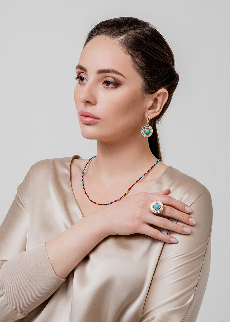 Серьги SARKISSIAN, серебро, 925 проба, бирюза, , бирюзовый — фото 1