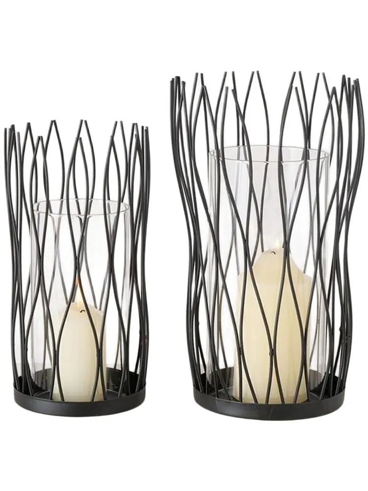 Набор дизайнерских подсвечников, металл, стекло, 25-30 см, 2 шт, Boltze