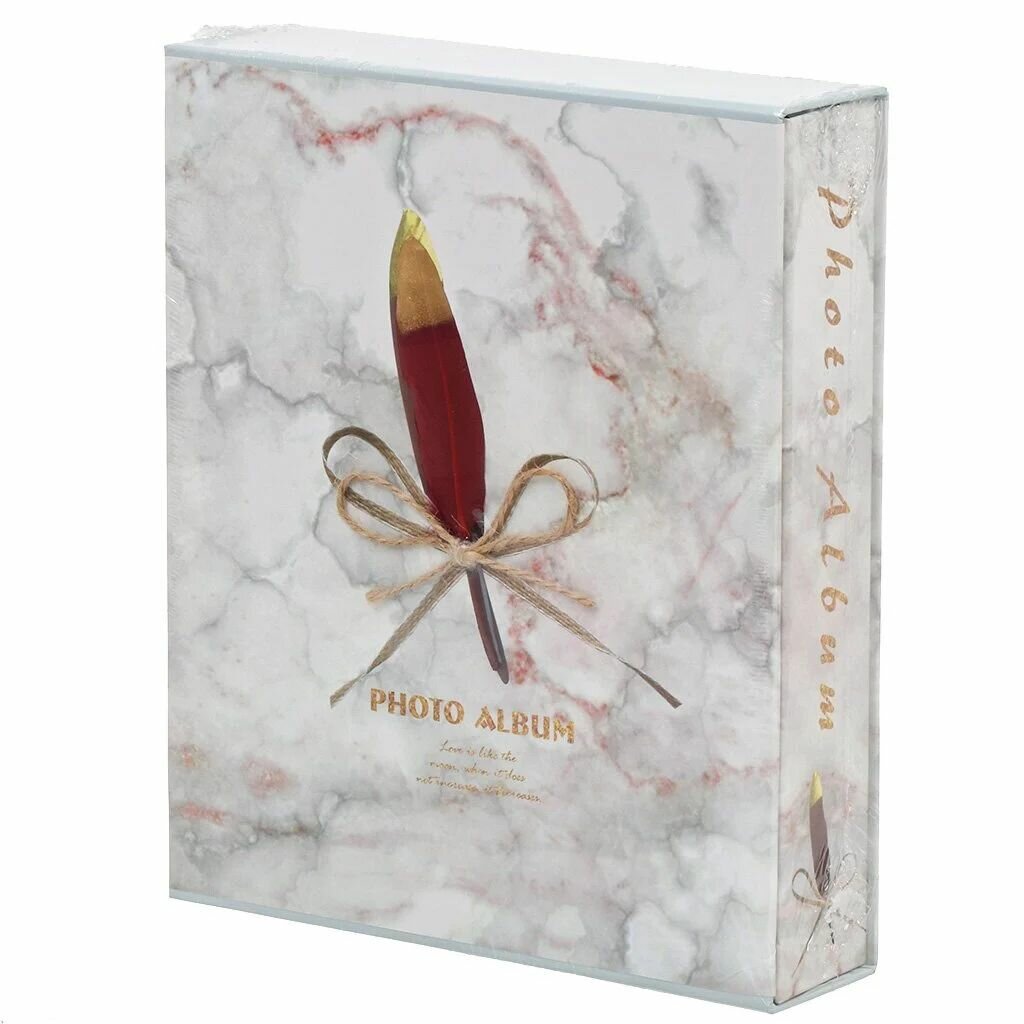Фотоальбом Перо на 80 фотографий 10х15 см, картонный альбом для снимков 23х19.5 см, стильный декор и подарок.