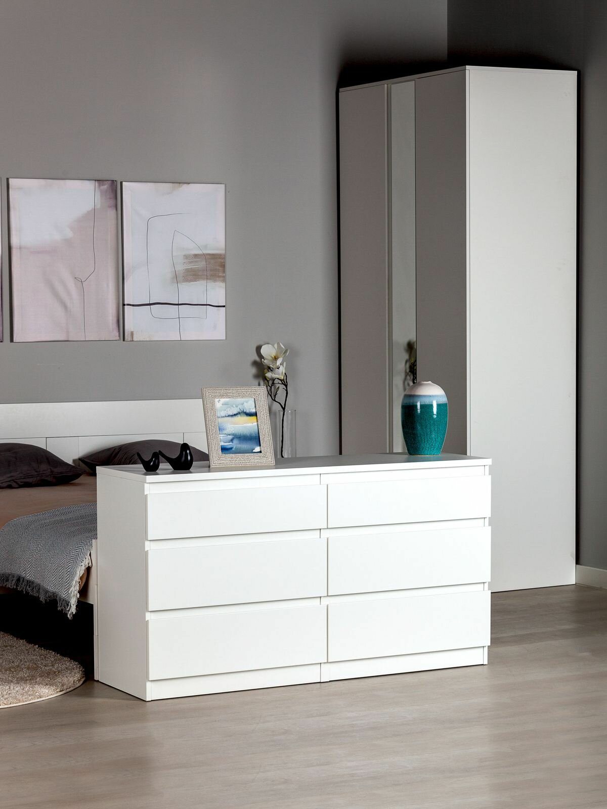 Комод Кастор, 6 ящиков, 129х40х71 см, белый, ГУД лакк