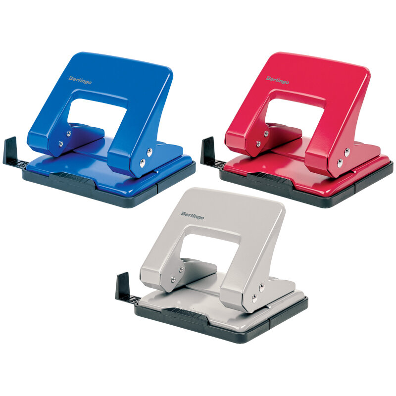 2 шт. Дырокол Berlingo "Universal" 20л, металлический, ассорти, с линейкой