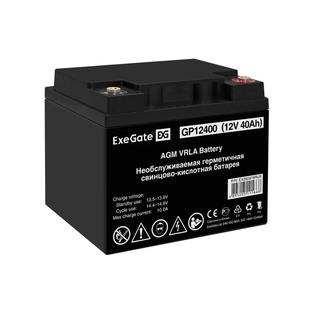 ExeGate Аккумуляторная батарея GP12400 12V 40Ah, под болт М6 282978