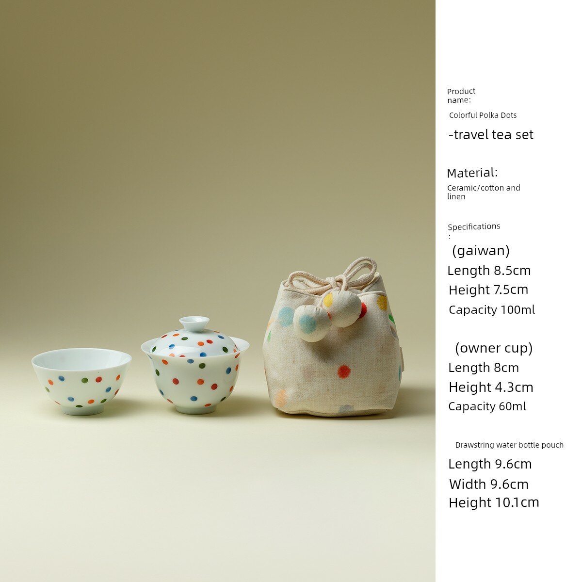 Чайник гайвань Fanru с ручной росписью в горошек, креативная керамическая чайная чаша ручной работы, тонкостенная