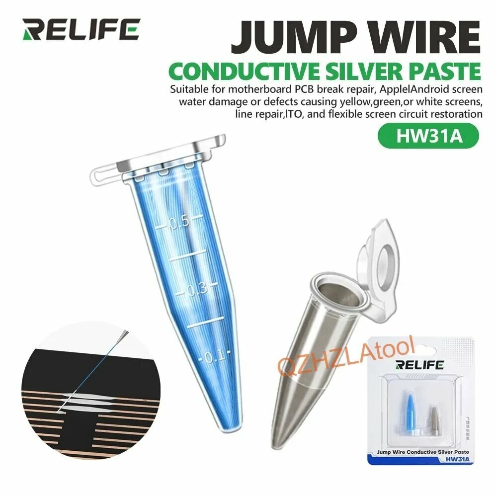 Проводящая серебряная паста RELIFE HW31A для устранения неисправностей экрана, ремонта печатных плат и ITO