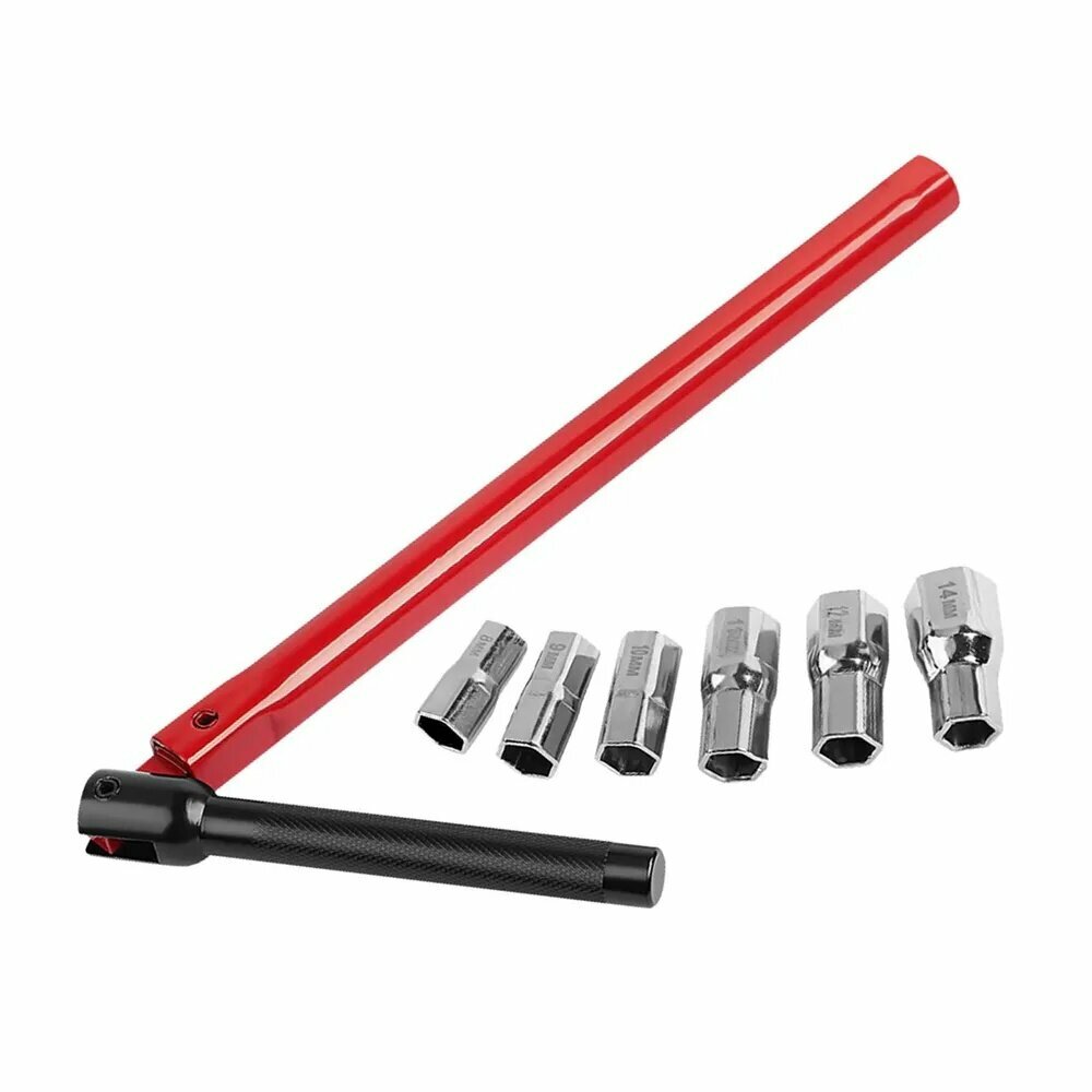 Набор торцевых ключей для раковины, сантехнический инструмент с 6 насадками, 8-14 мм, для ремонта кранов и водонагревателей, прочный металл, длина 36 см