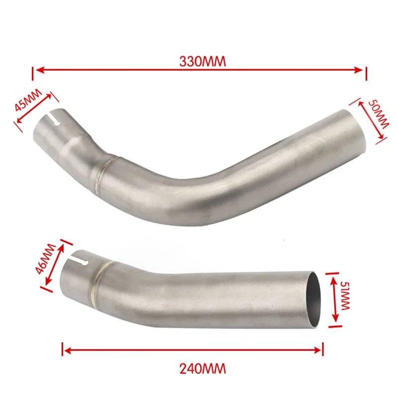 Универсальный глушитель выхлопной трубы мотоцикла без шнуровки 51, средняя труба из нержавеющей стали для Yamaha YZF-R1 2009-2014
