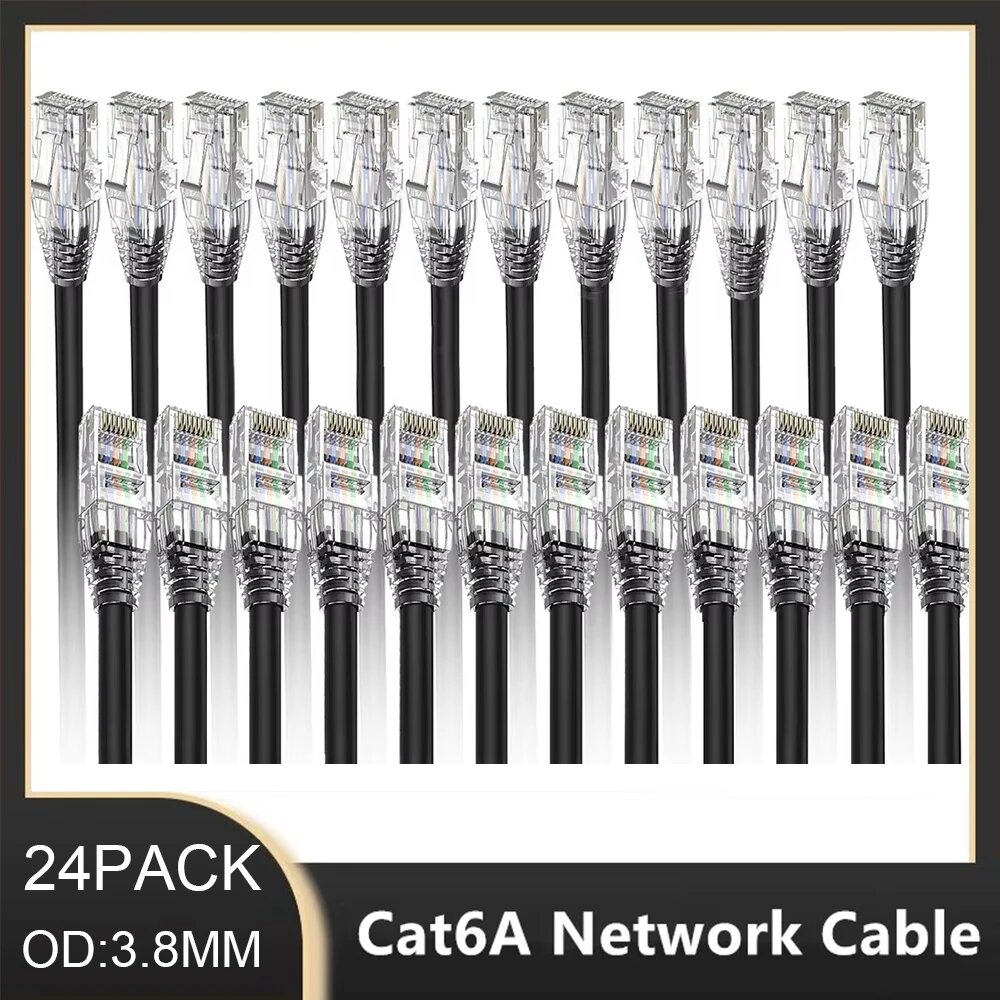 Кабель Ethernet Cat6a Black line, 0.15M, 24 шт