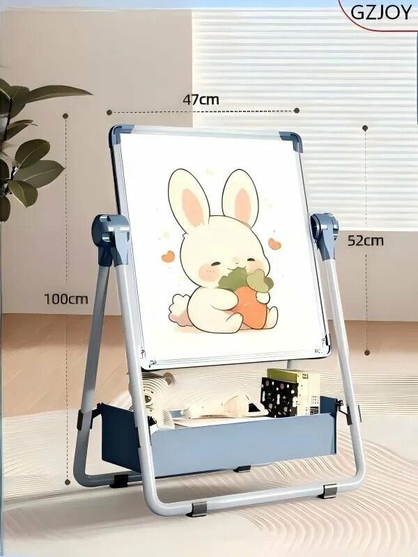 Двусторонняя детская магнитная доска для рисования, можно использовать фломастер и мел, синий, Регулируемая высота /Складной