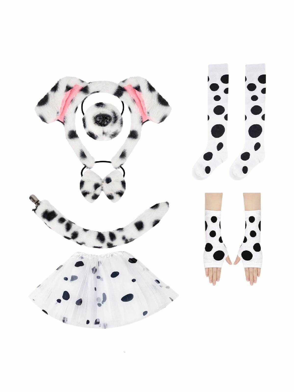 Аксессуары для косплея собаки: повязка, хвост, нос, галстук, юбка, - Пятнистый фус