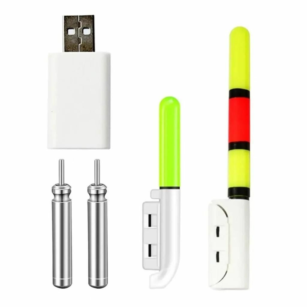 Электронный светящийся поплавок -один длинный и один короткий полюс, слегка облегченный зарядный комплект