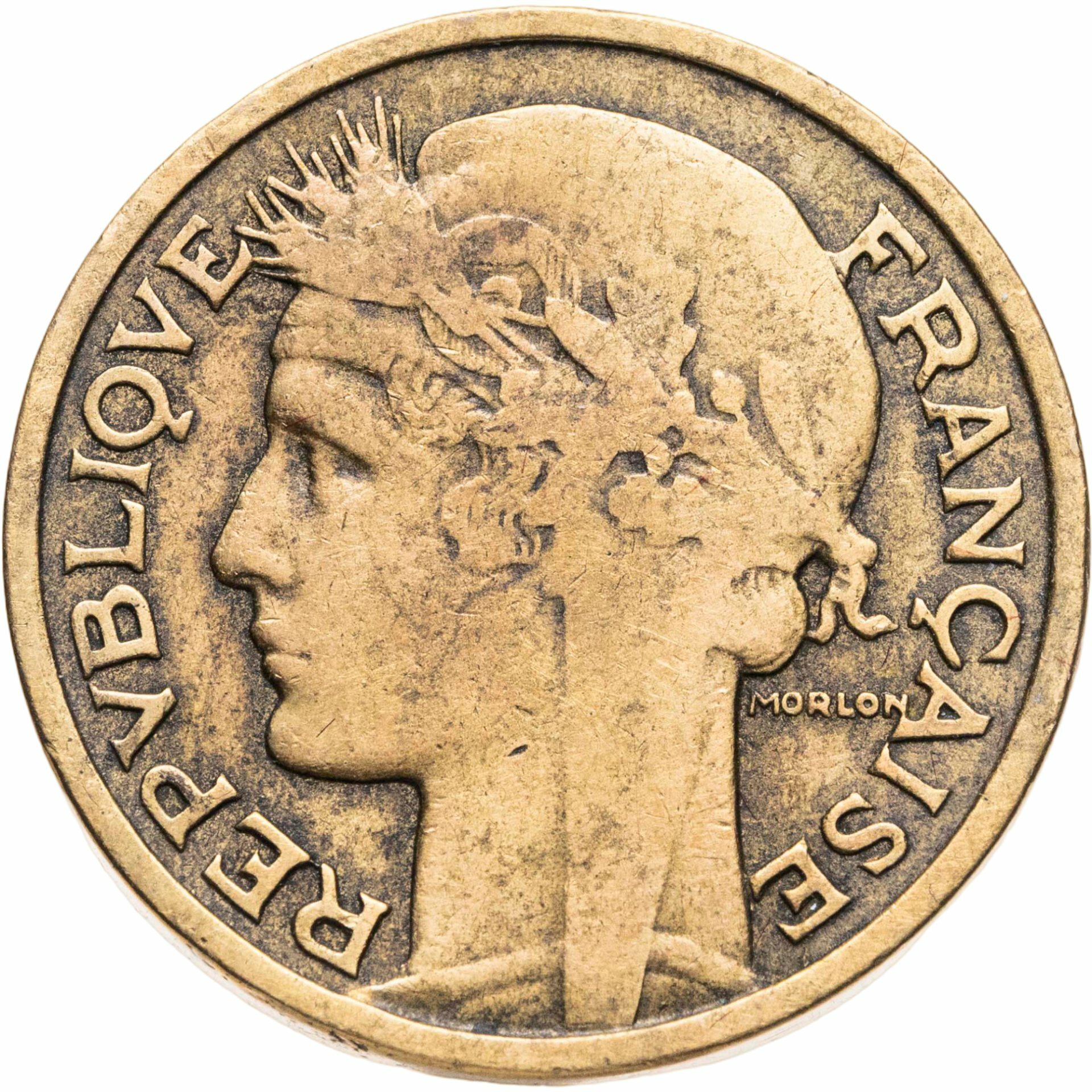 Франция 2 франка francs 1932, Бронза, в сохранности VF