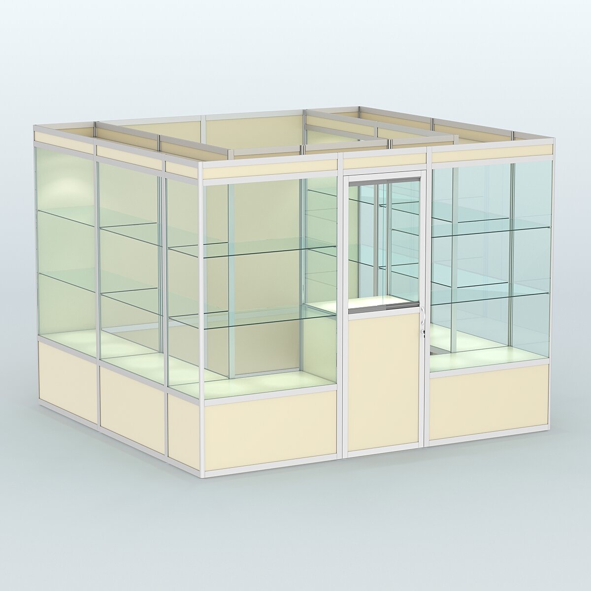 Павильон из профиля пристенный №9а (6,75 кв. м), Крем Вайс