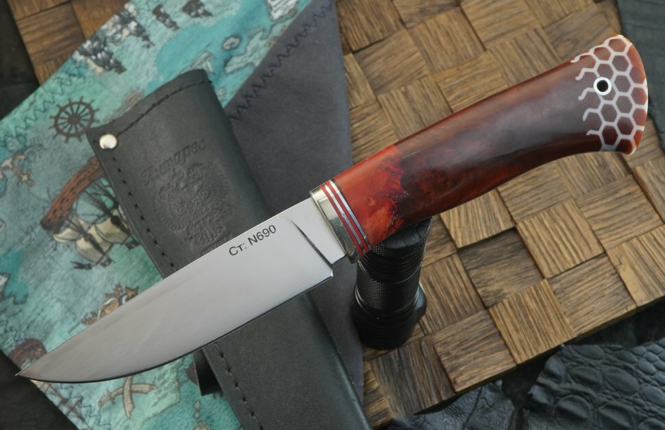 Антарес нож Хищник, сталь N690, рукоять акрилат/стабилизированная древесина