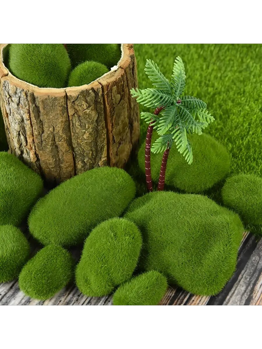 Искусственный мох, для декора интерьера, реалистичный, ярко-зелёный.