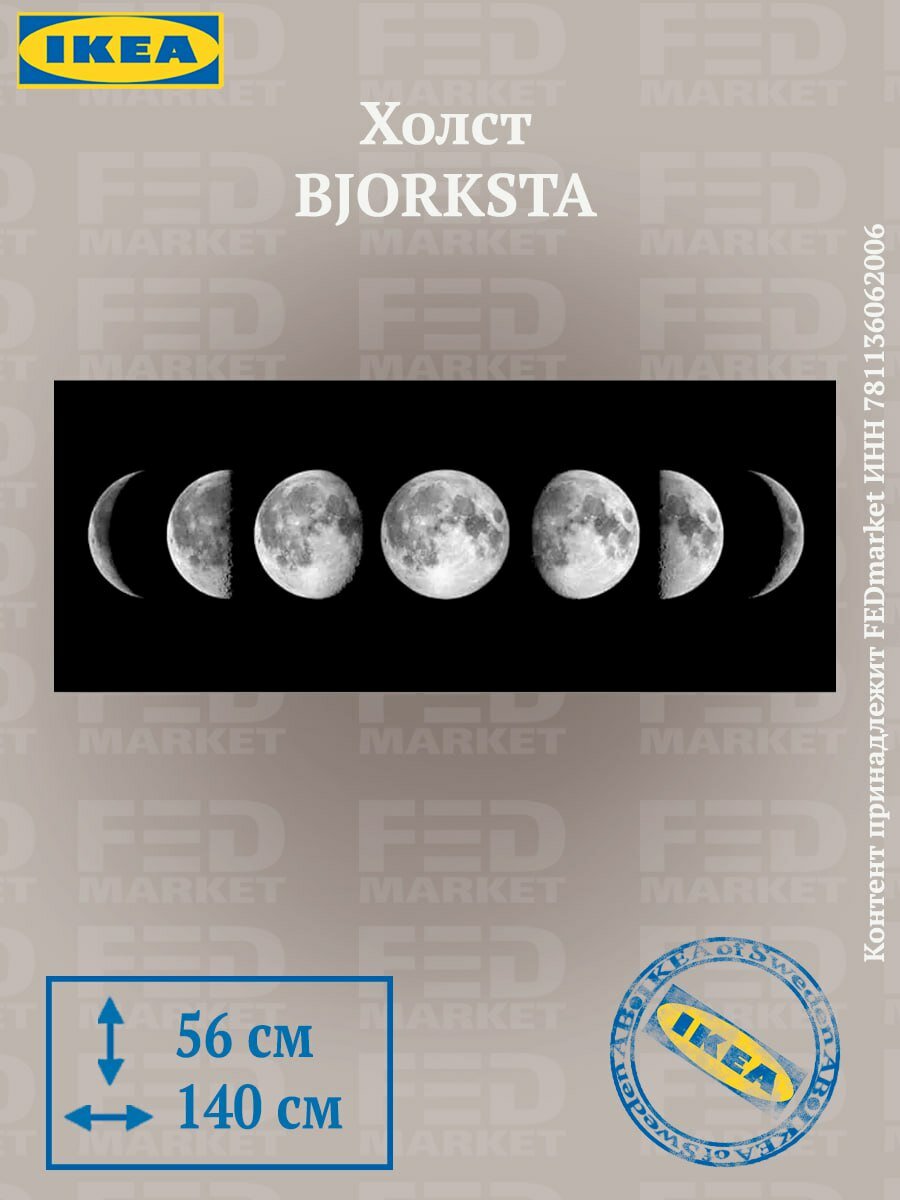 Холст BJORKSTA бьёркста 140x56 см Фазы луны
