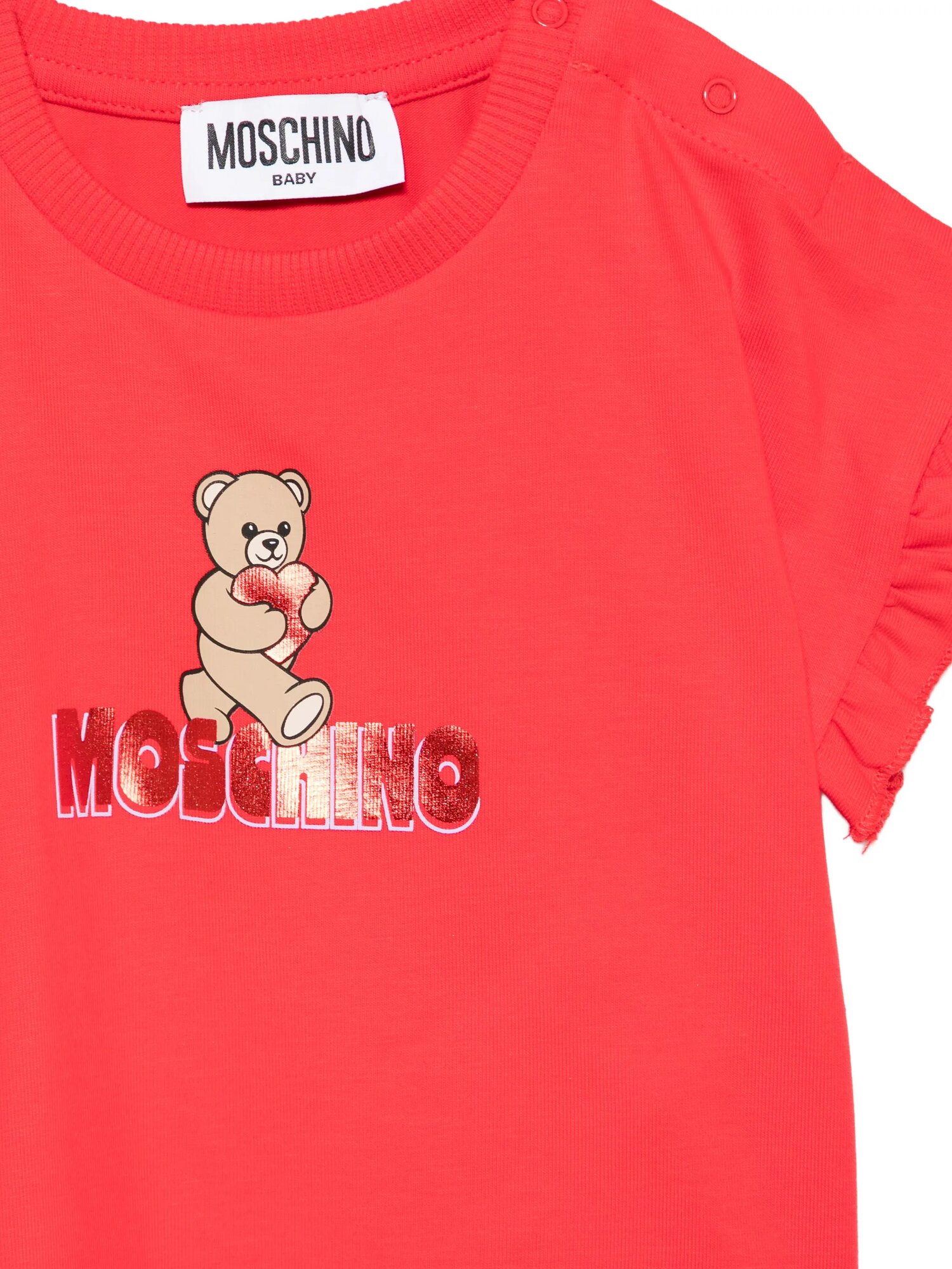Футболка MOSCHINO Ruffled graphic-print T-shirt, размер 2 года, красный — фото 1