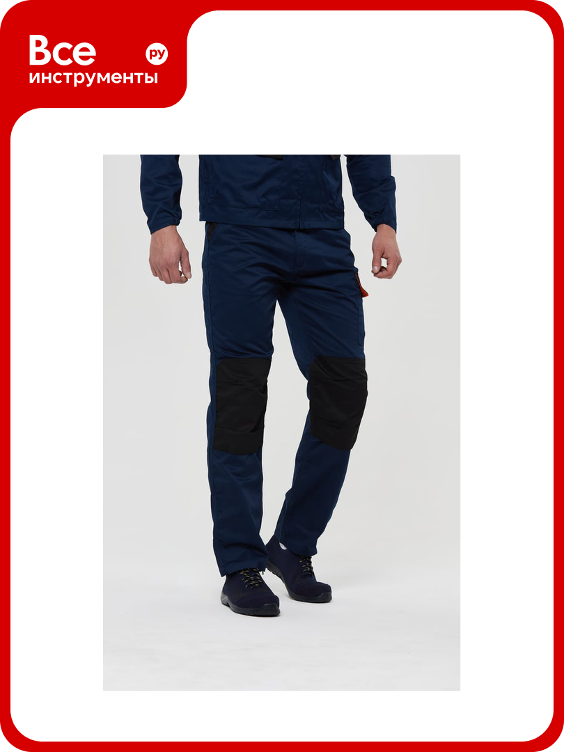 Брюки рабочие Delta Plus MACH1 Range мужские, смесовая саржа, молния и пуговицы, цвет синий/оранжевый, размер