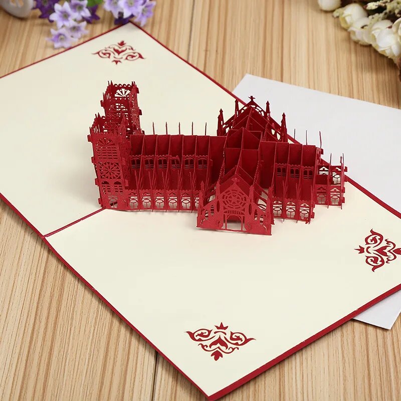 3D открытка на день рождения Бордовый, E