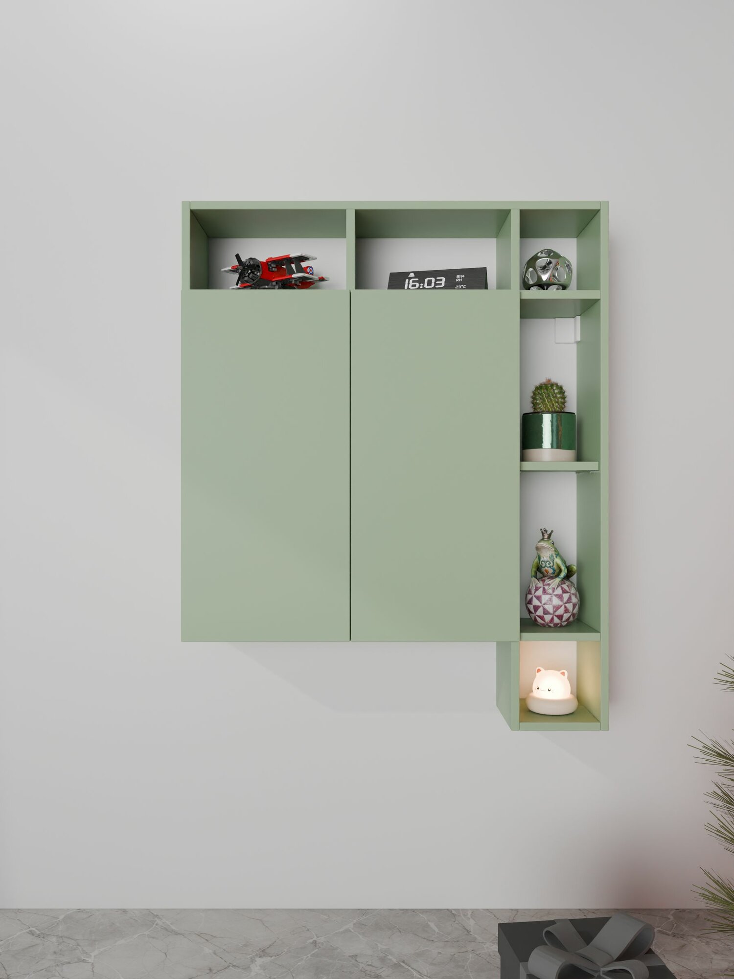 Изумлит Полка навесная закрытая модуль Эра 98.3х79.3х21.6 см, мятный