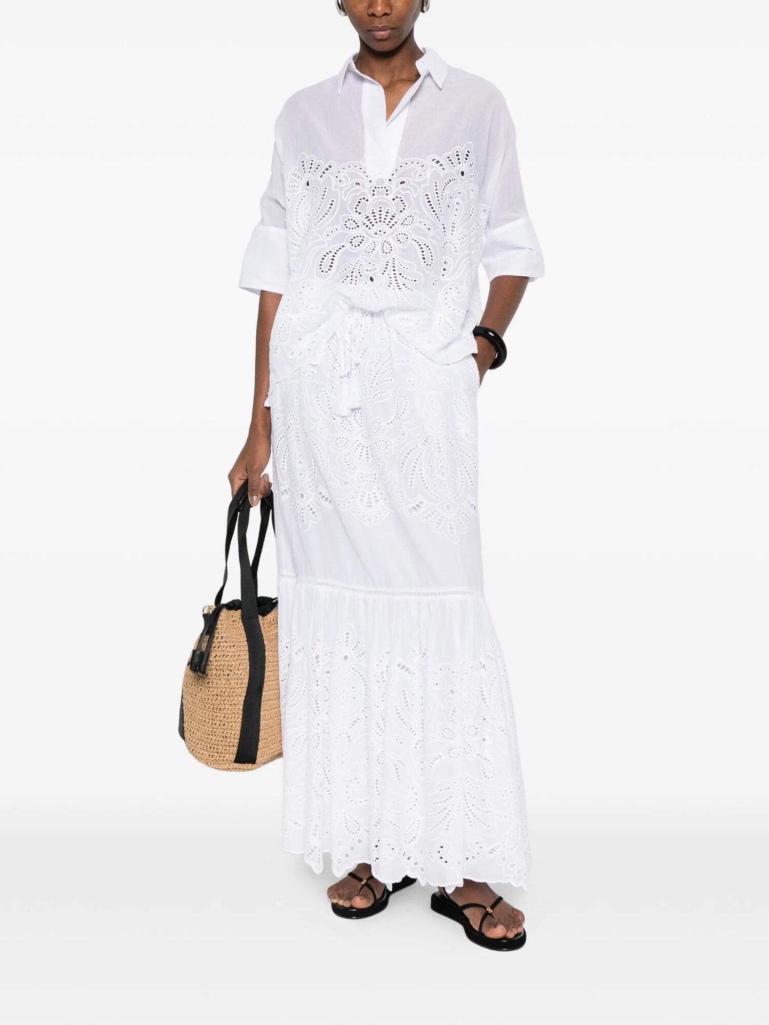 Блуза Ermanno Firenze Lace blouse, размер 40, white — фото 1