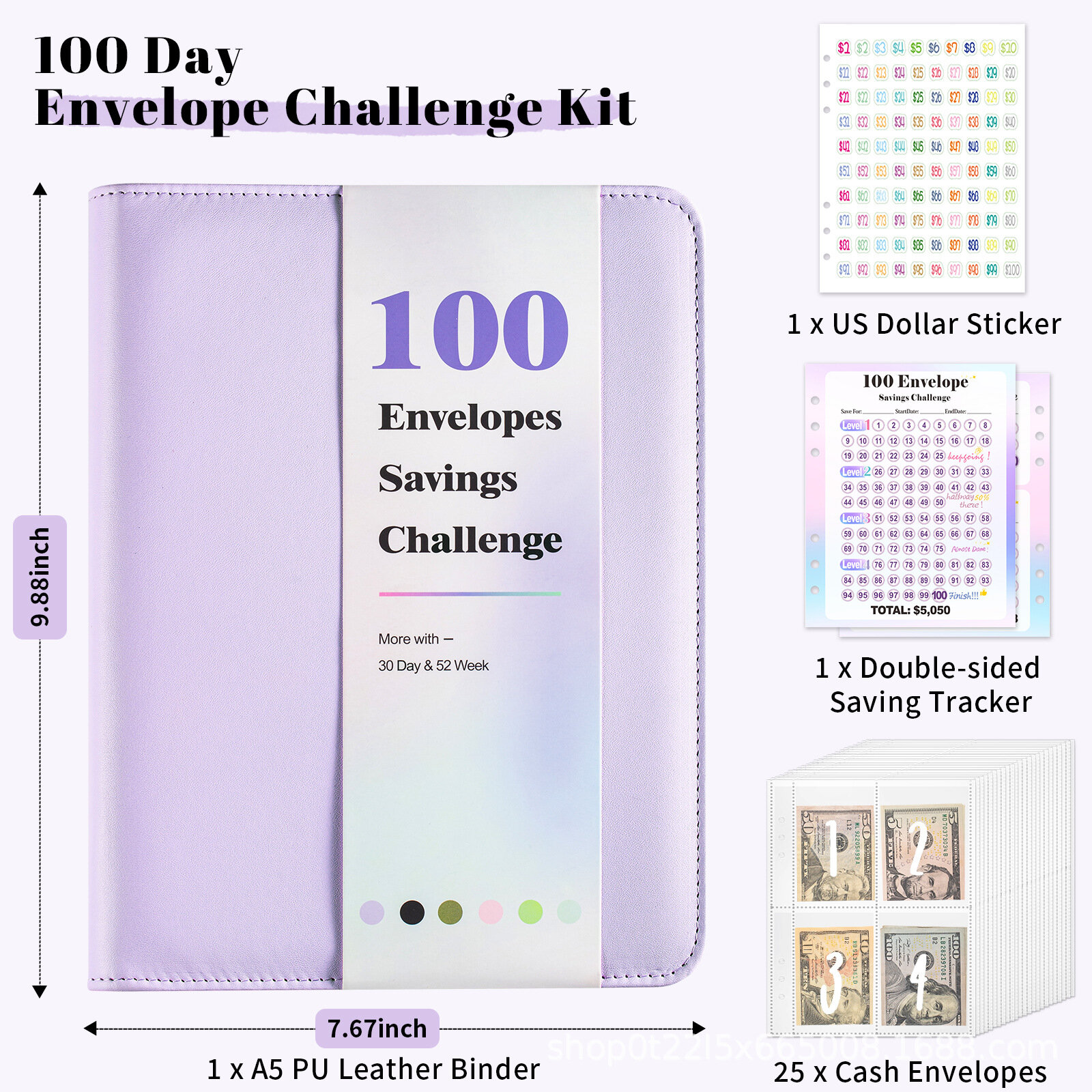 Блокнот для планирования экономии денег Amazon "100-дневный челлендж" с молнией