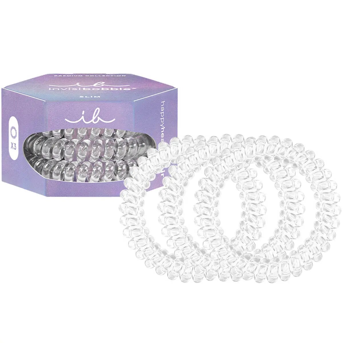 Резинка-браслет для всех типов волос Premium Crystal Clear, 3 шт