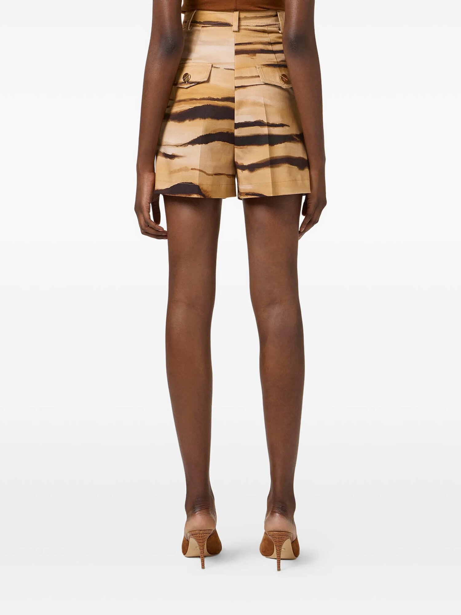 Шорты Elisabetta Franchi Drill tiger print shorts, размер 42, разноцветный — фото 1
