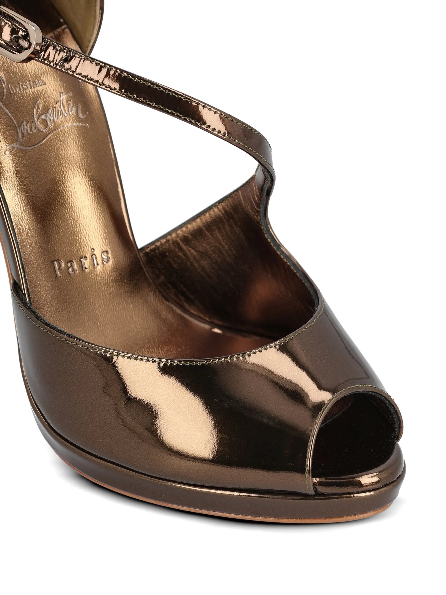 Туфли Christian Louboutin Peep-toe heeled pumps, размер 37.5, коричневый — фото 1