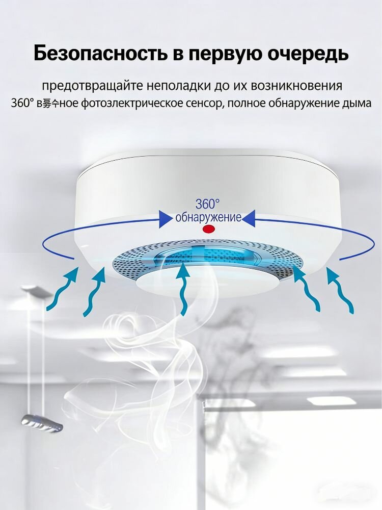 Умный датчик дыма WiFi / Пожарный извещатель