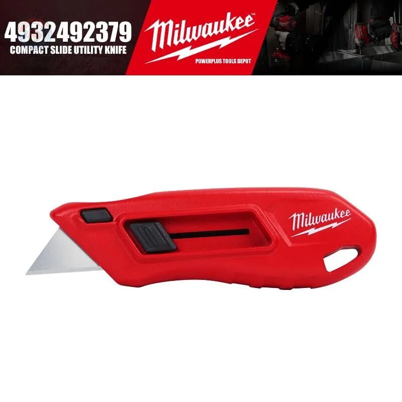 Компактный складной нож Milwaukee с боковым механизмом и резиновой рукояткой для удобства и безопасности
