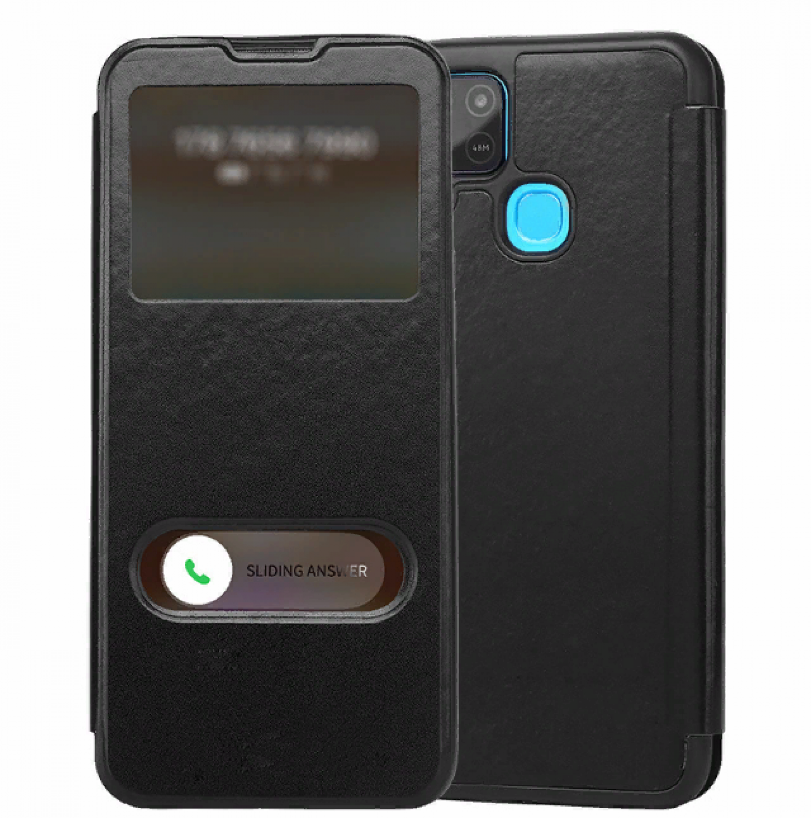 Чехол-книжка MyPads Con Una Finestra для Itel A48 с окном вызова и свайпом черный