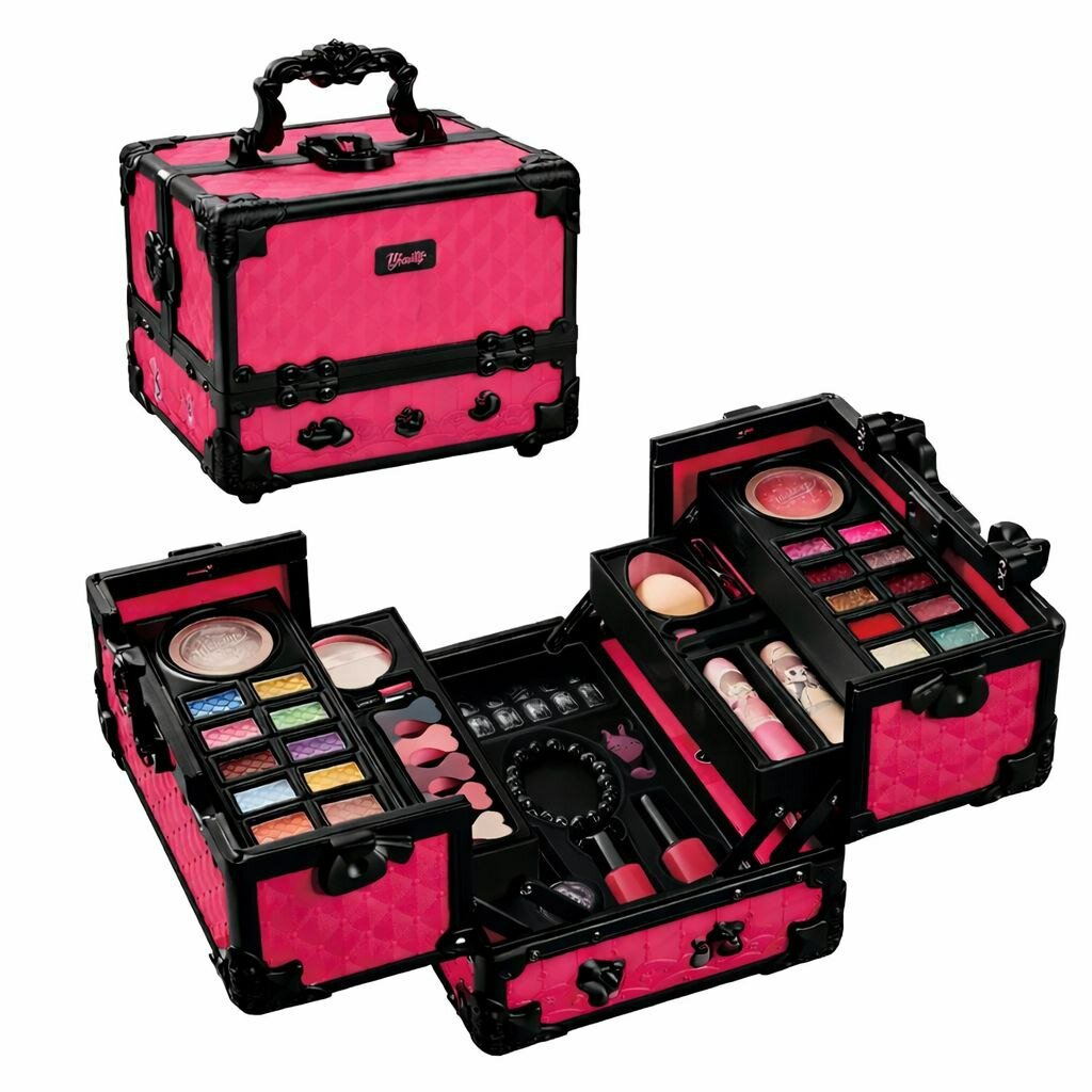 Детский набор для макияжа в чемоданчике, 49 предметов, 3 подарка / Бьюти-бокс переносной подарочный для девочек