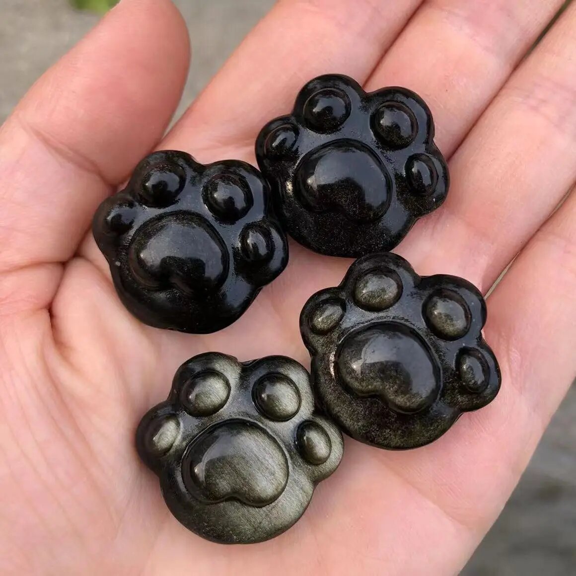 Обсидиановый кот из камня 1pcs