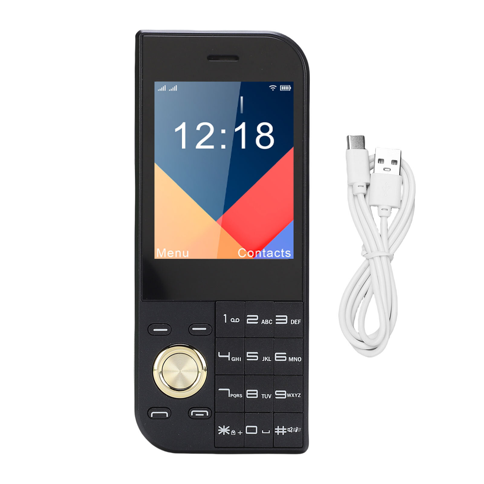 Мобильный телефон 2G, тонкий 2,8-дюймовый барный телефон с большой кнопкой, четкий звук, тройной слот для SIM-карт, аккумулятор 3800 мАч, FM-радио, яркий фонарик для пожилых людей, черный