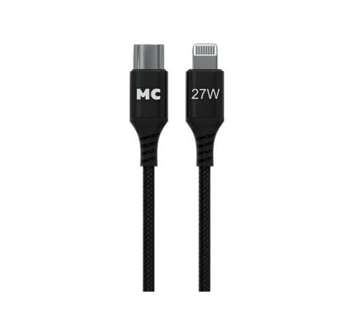 Кабель More Choice K69ia USB 3.0A PD27W для Lightning 8-pin Type-C нейлон 1м Black