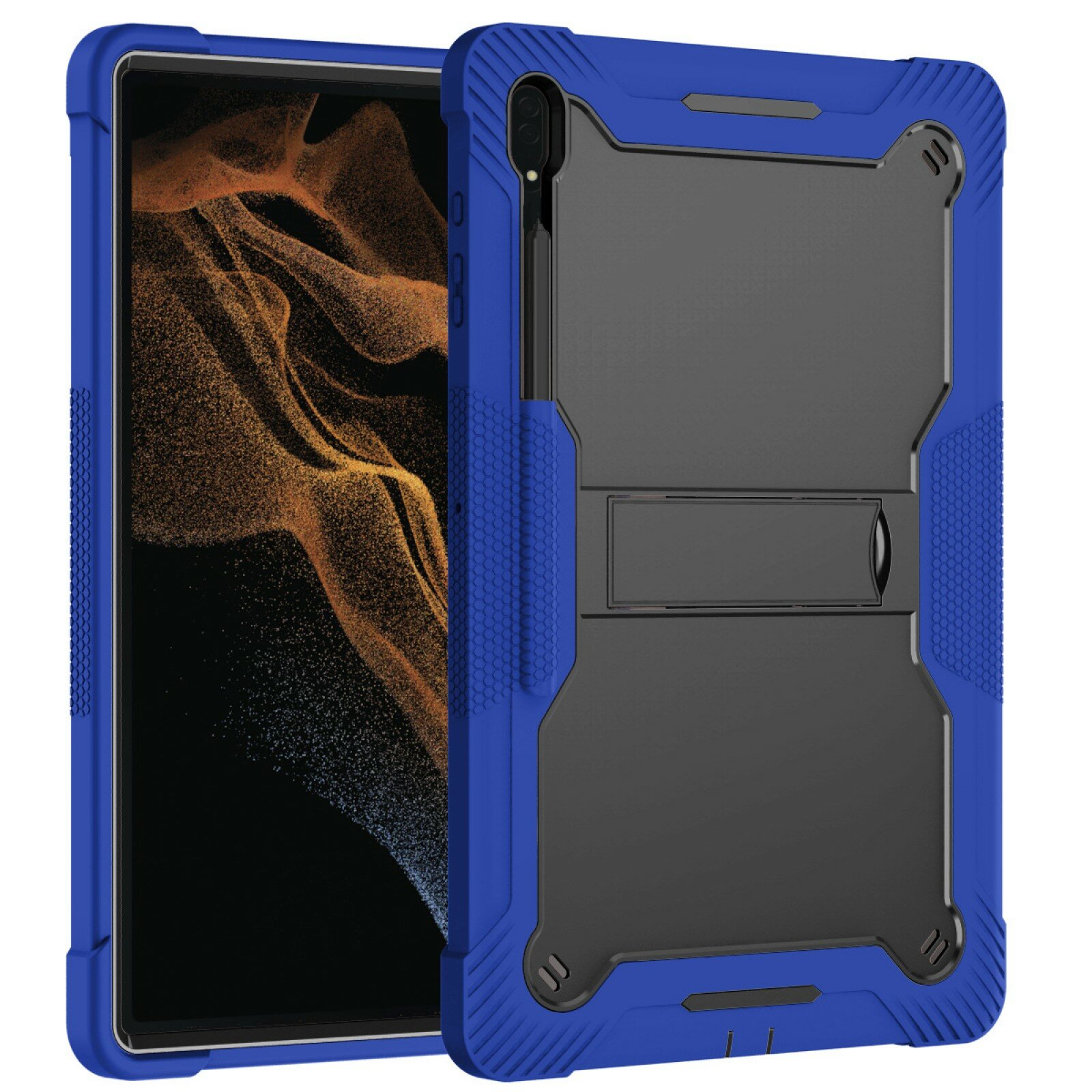 Силиконовый противоударный чехол-бампер MyPads для Samsung Galaxy Tab S9 Ultra с усиленной защитой углов и подставкой