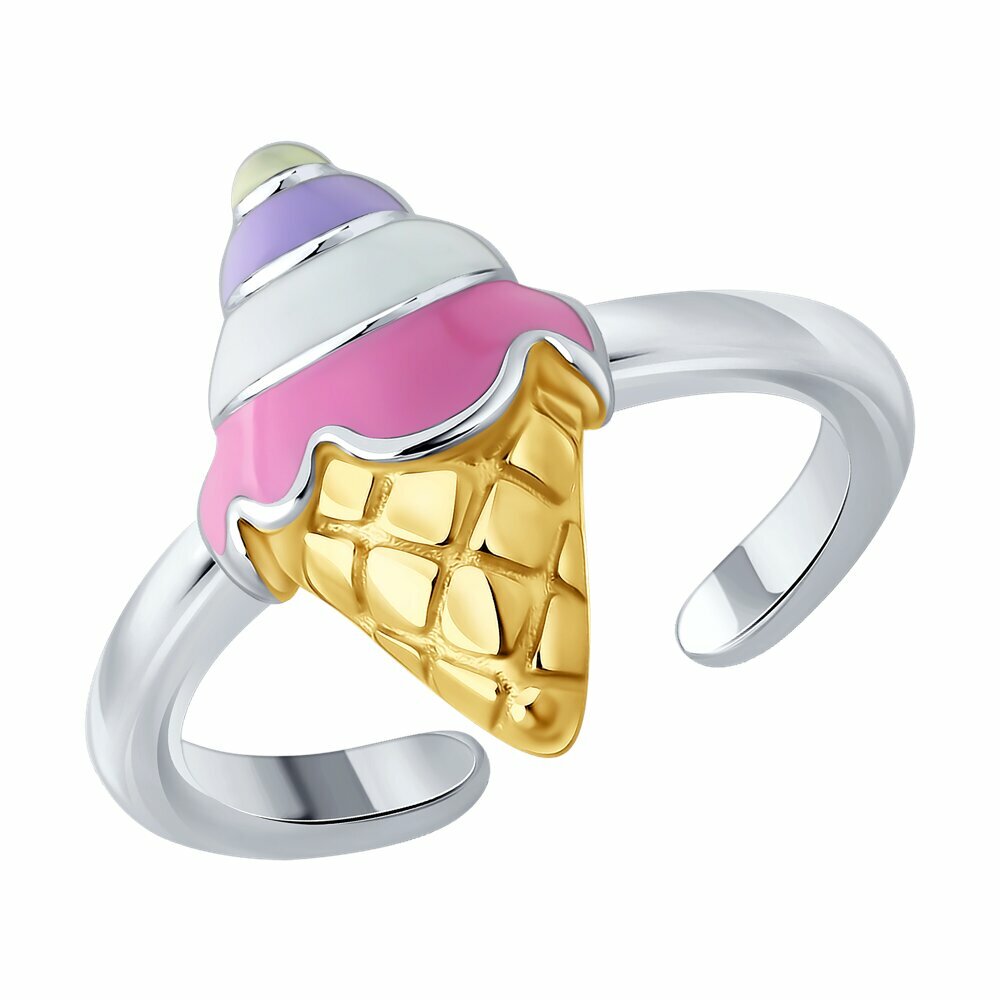 Кольцо, серебро, 925 проба, родирование, эмаль