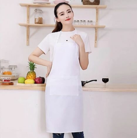 Фартук для кухни 75х62 см - Водонепроницаемый хлопковый передник для поваров/выпечки (белый, усиленные карманы, сертификат безопасности, 1 шт)
