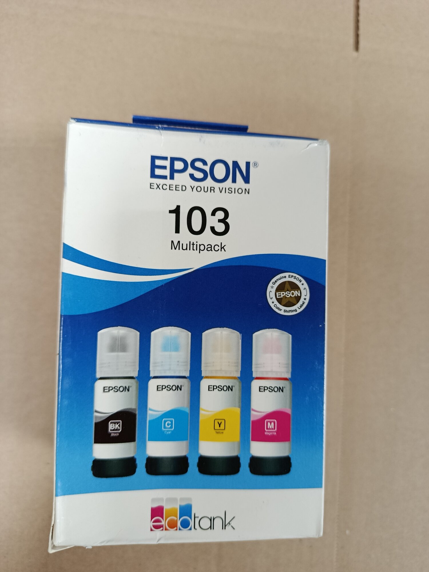 Комплект чернил для Epson 103 в упаковке, оригинальные (C13T00S14A/24A/34A/44A)