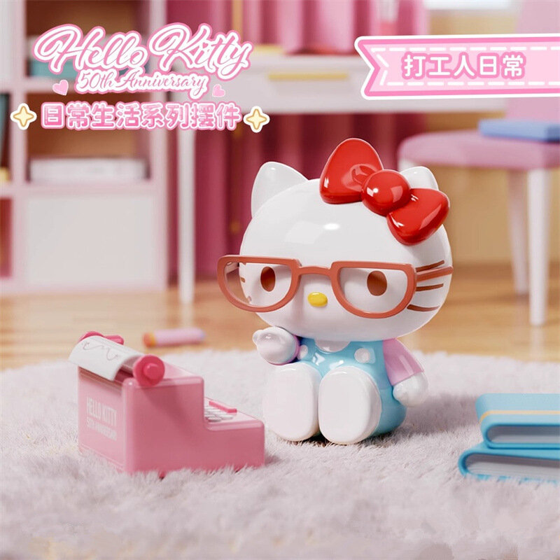 Фигурка котенка Hello Kitty из серии "Повседневная жизнь" от Sanrio, модная игрушка-украшение, подарок на день рождения для женщин.