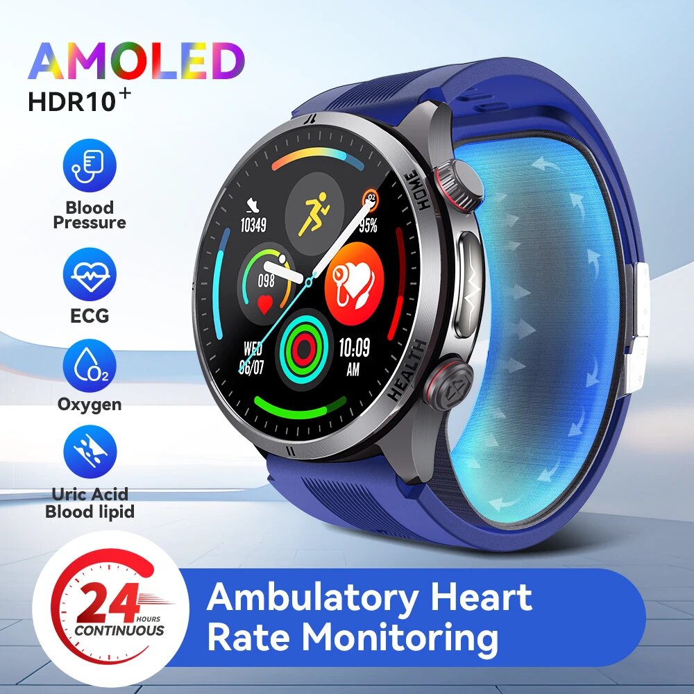 NOYAFA 2025 Умные часы с ЭКГ и пульсометром Blue