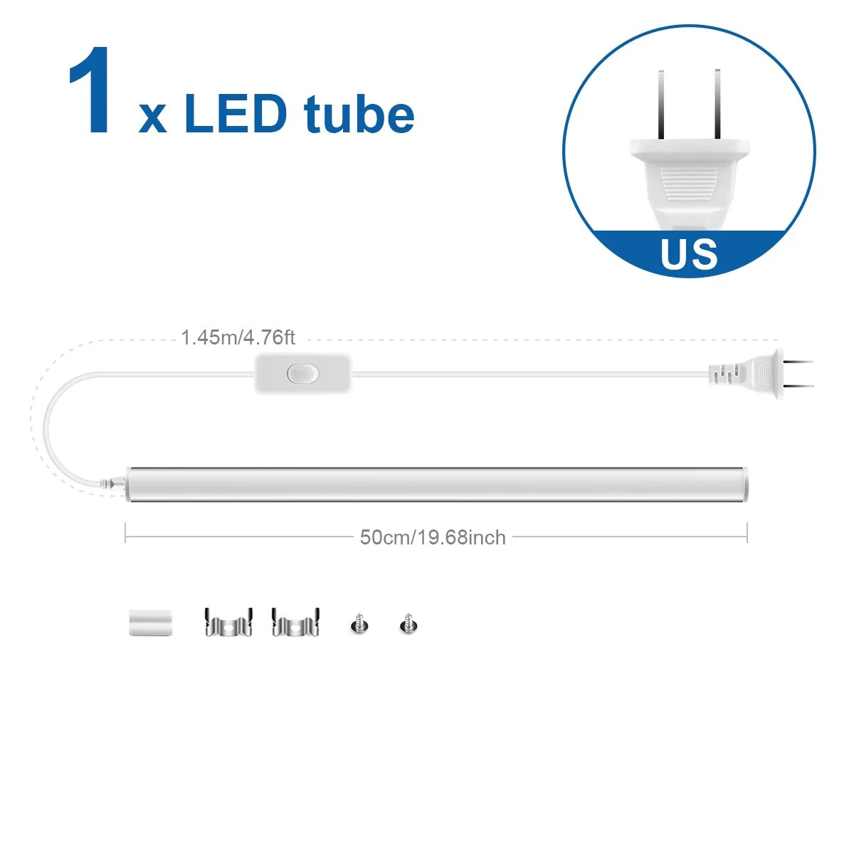 AIMENGTE 15W Т5 LED Трубчатый Светильник 50см Белый Белый, 1XTube With US Plug, Warm White