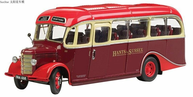 SunStar Alloy Модель автомобиля в масштабе 1:24 Одноэтажный автобус Bedford OB 5007
