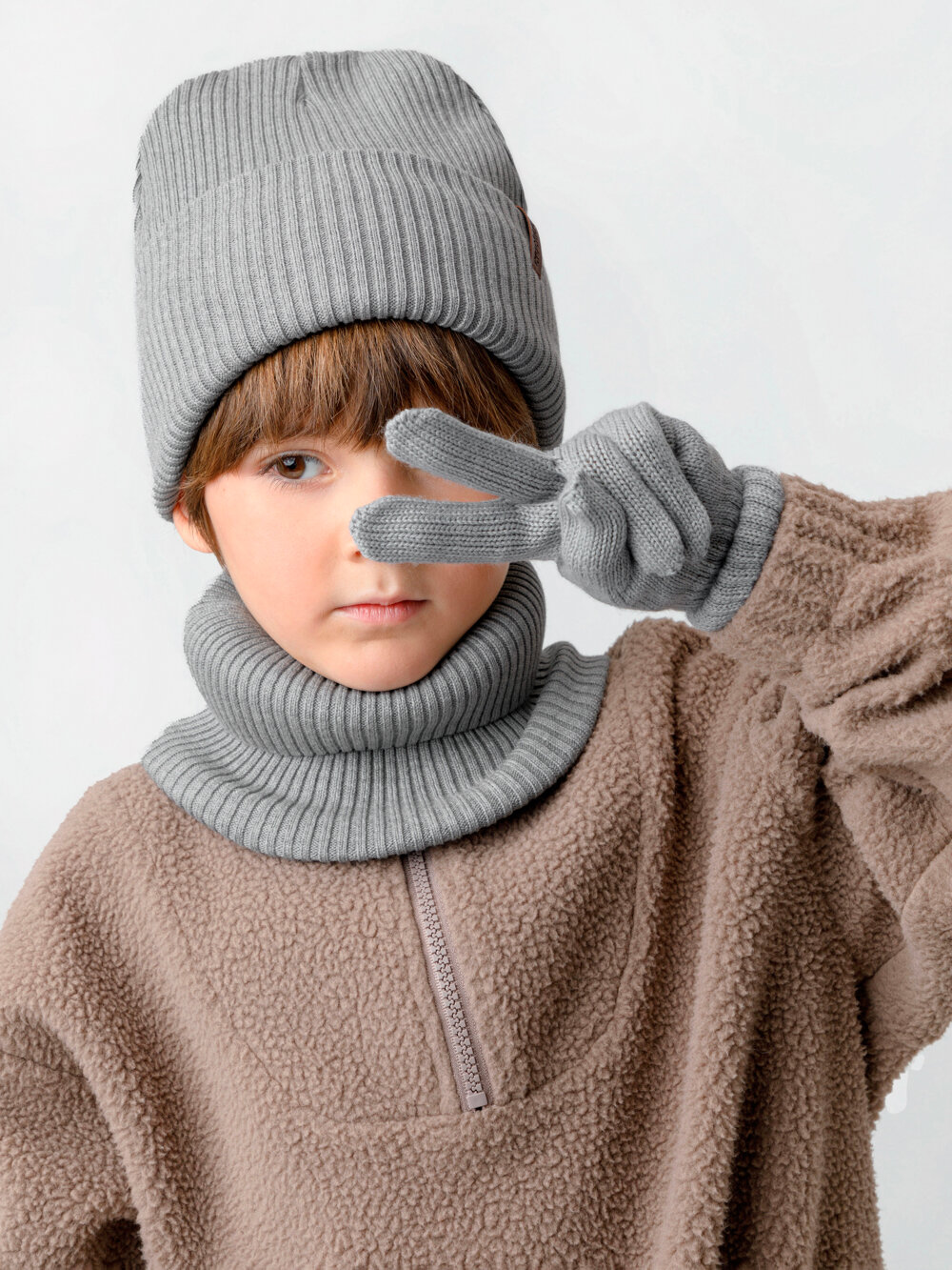 Комплект с головным убором демисезонный, шапка и снуд, детский для мальчиков