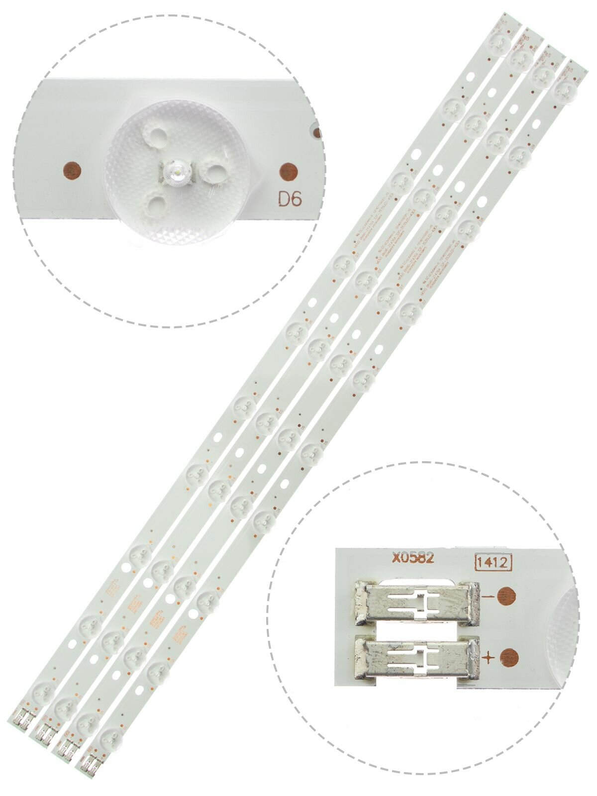 Подсветка D1GE-320SC1-R2 для телевизора Samsung UE32EH5007K, UE32EH5307K, UE32EH5000W, UE32EH5057K, UE32EH4000W и др / 3V 10 led (комплект 4 шт) 580mm