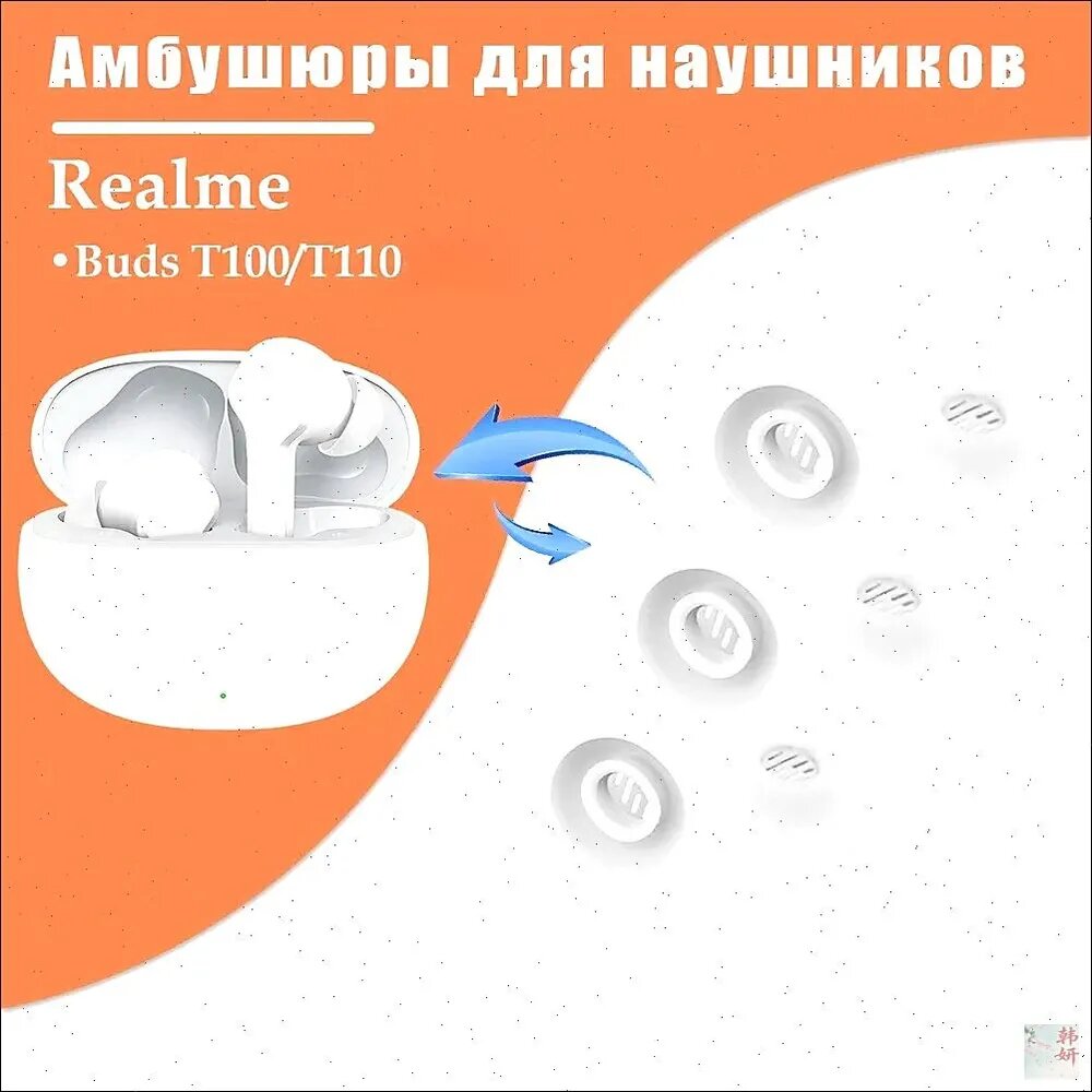 Амбушюры для наушников Realme Buds T100/T110, силиконовые беруши, aксессуары для замены наушников, aмбушюры с сеткой