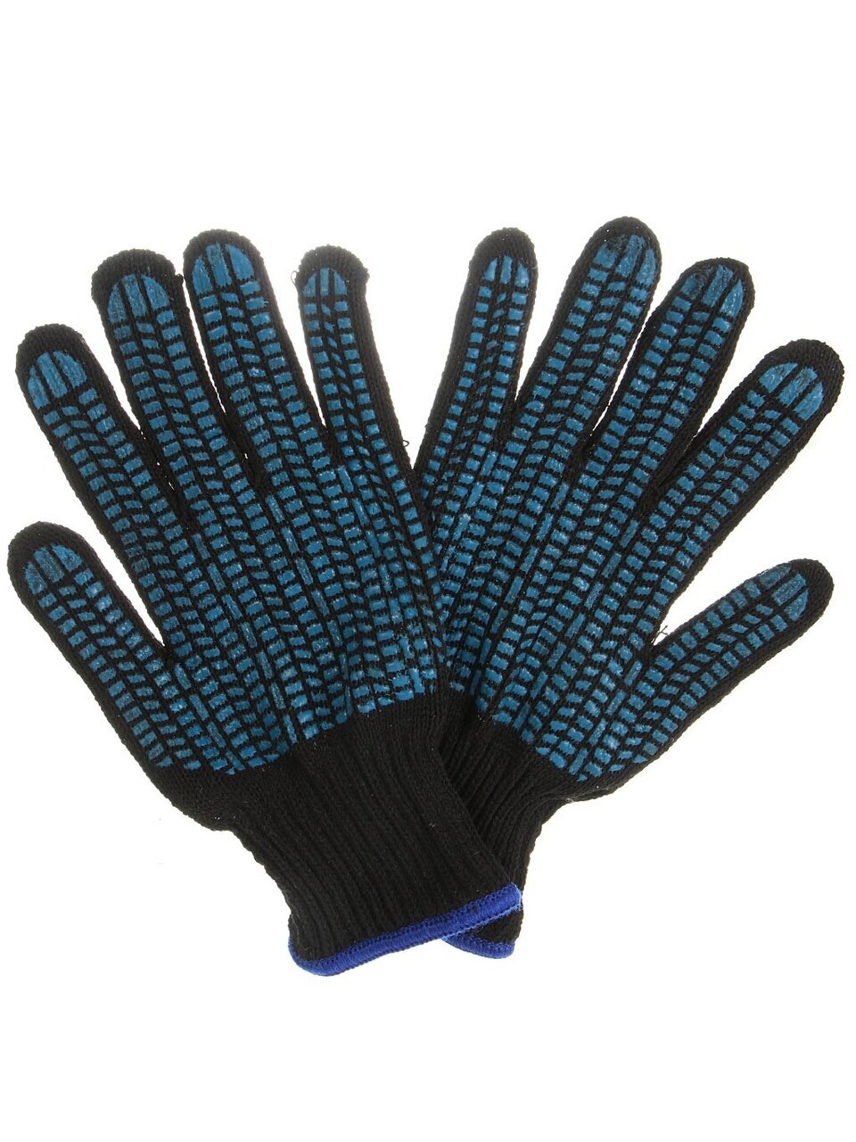 Перчатки рабочие х/б с ПВХ протектором XL, 7.5 класс, 5 нитей, черные, Фабрика перчаток, для сада и стройки