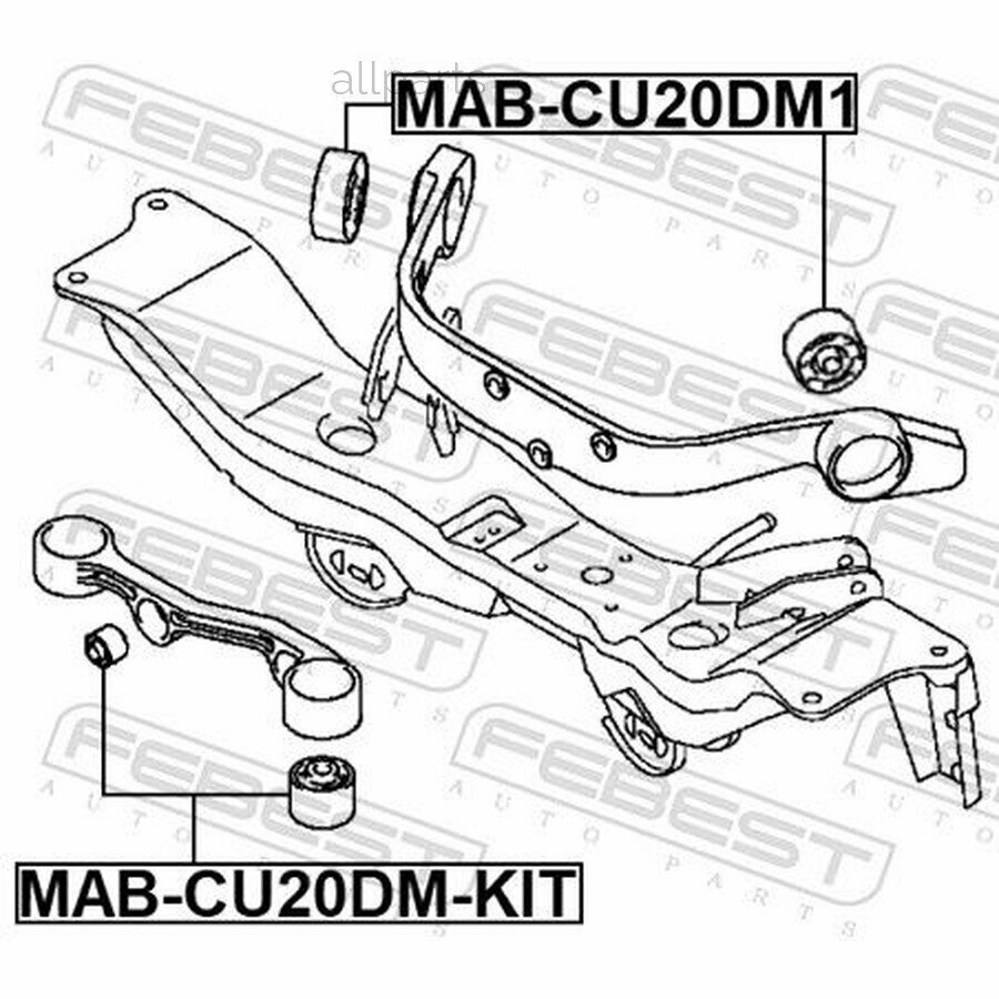 FEBEST MAB-CU20DM-KIT Сайлентблок опоры дифференциала MITSUBISHI OUTLANDER -06 (компл.)